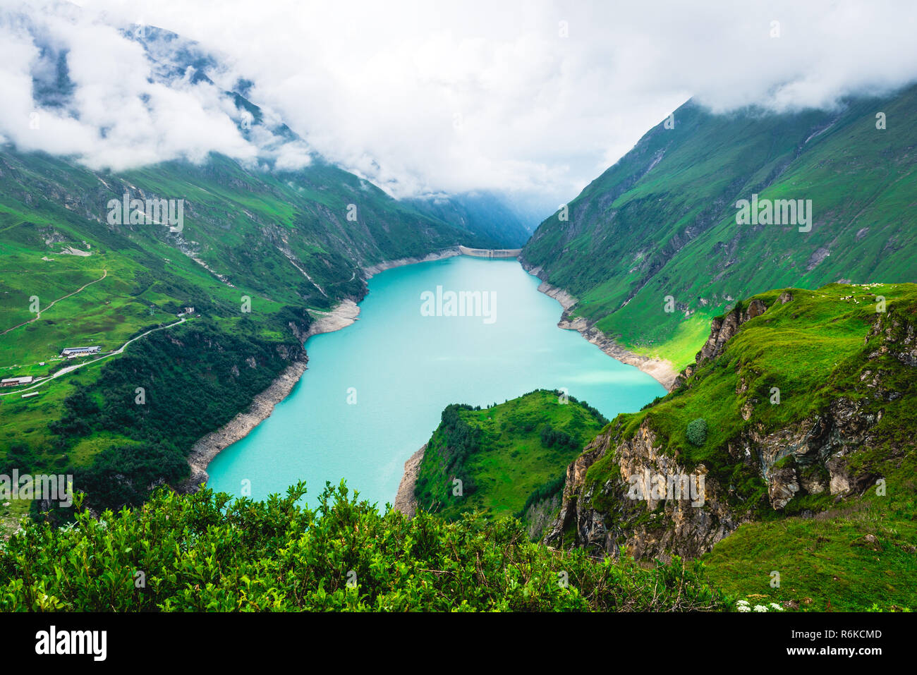 Alpine landscape with Wasserfallboden high mountain reservoir near ...