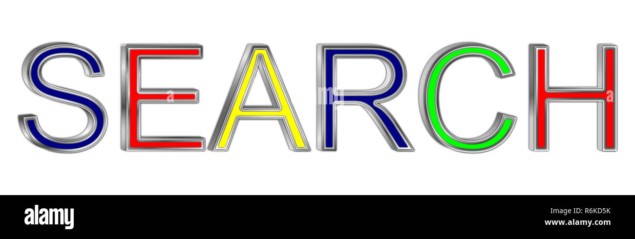 colorful Search on white background - 3D illustration Stock Photo - Alamy