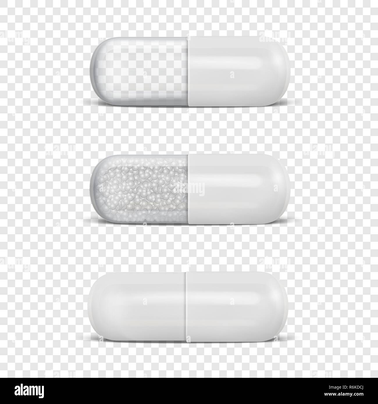 Vector 3d Realistic White Medical Pill Icon Set Closeup Isolated on ...
