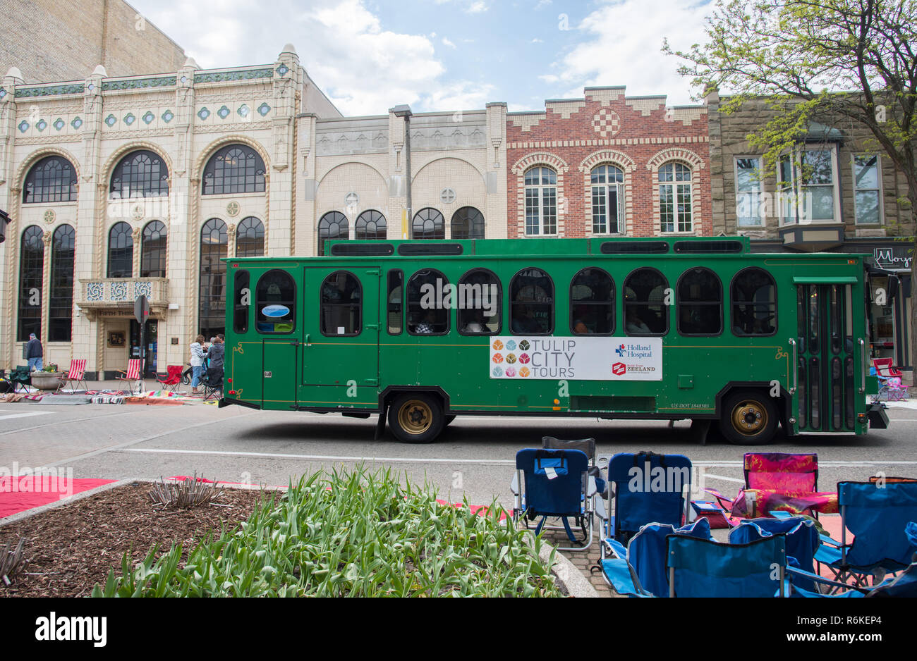 Holland, Michigan, United States-5/14/2017: Downtown architecture ...