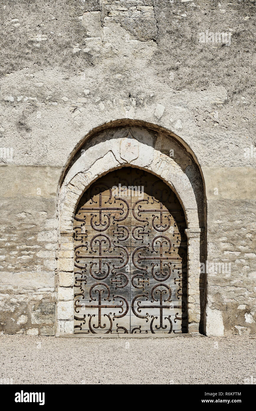 entrance door church romanesque Stock Photo - Alamy