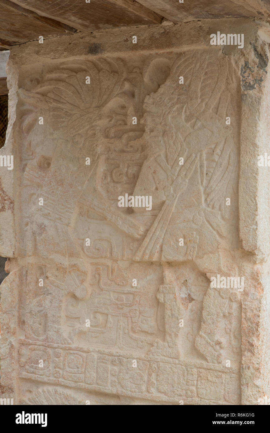 Carved Stone Relief, Palace of the Masks (Codz Poop), Kabah ...