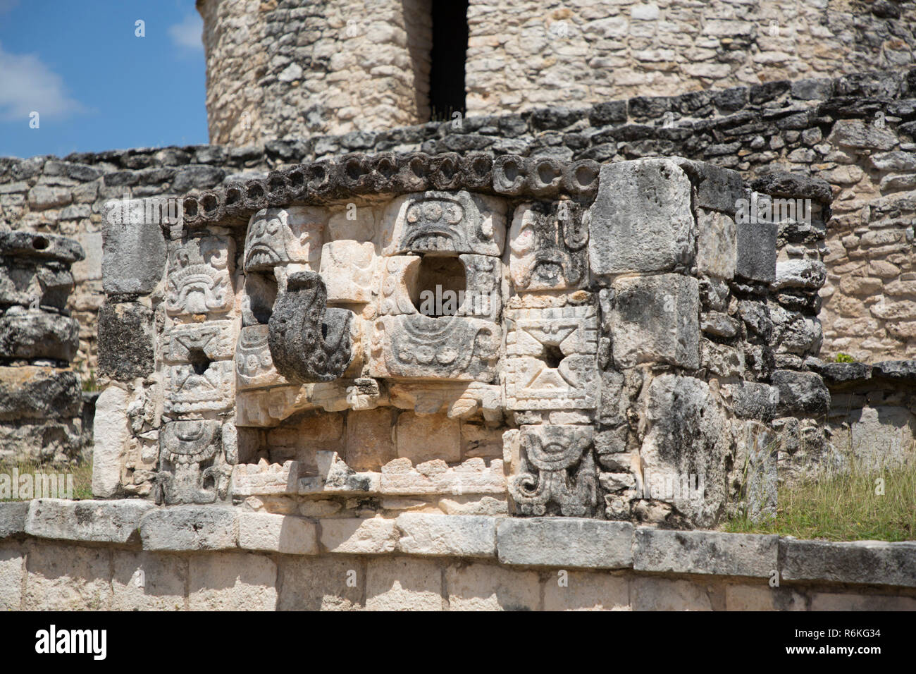 Mask, Chac Rain God, Mayan Ruins, Mayapan Archaeological Site, Yucatan ...