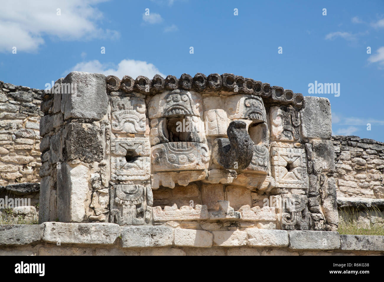 Mask, Chac Rain God, Mayan Ruins, Mayapan Archaeological Site, Yucatan ...
