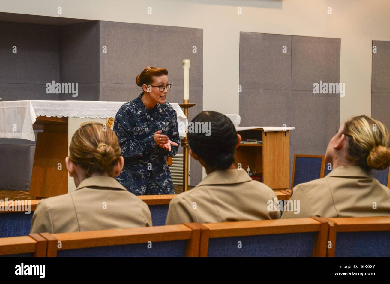 SAN DIEGO (May 24, 2017). Yeoman 2nd Class Jenilee Alejandro talks to ...