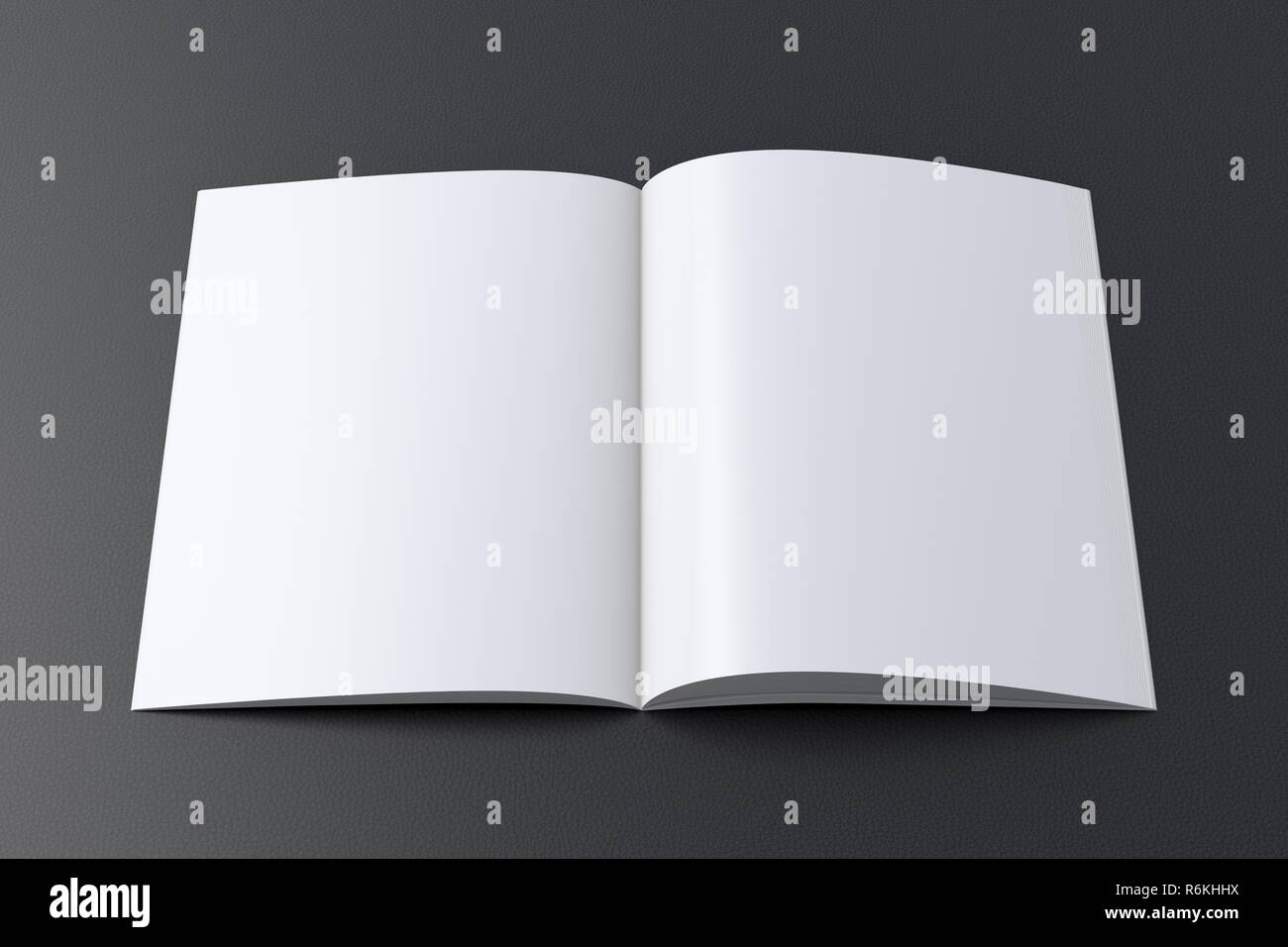 Open blank booklet on black background with clipping path around ...