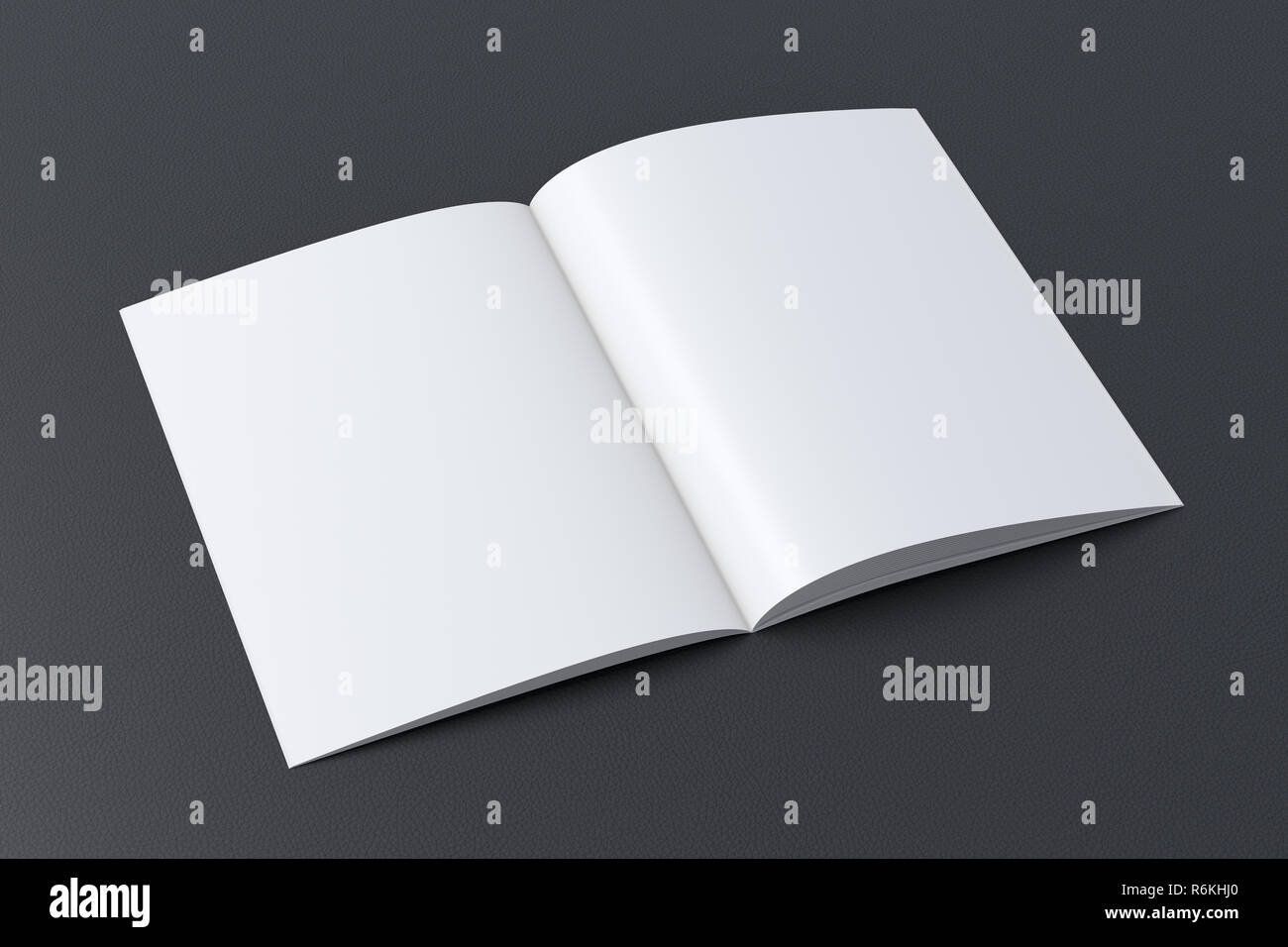 Open blank booklet on black background with clipping path around ...