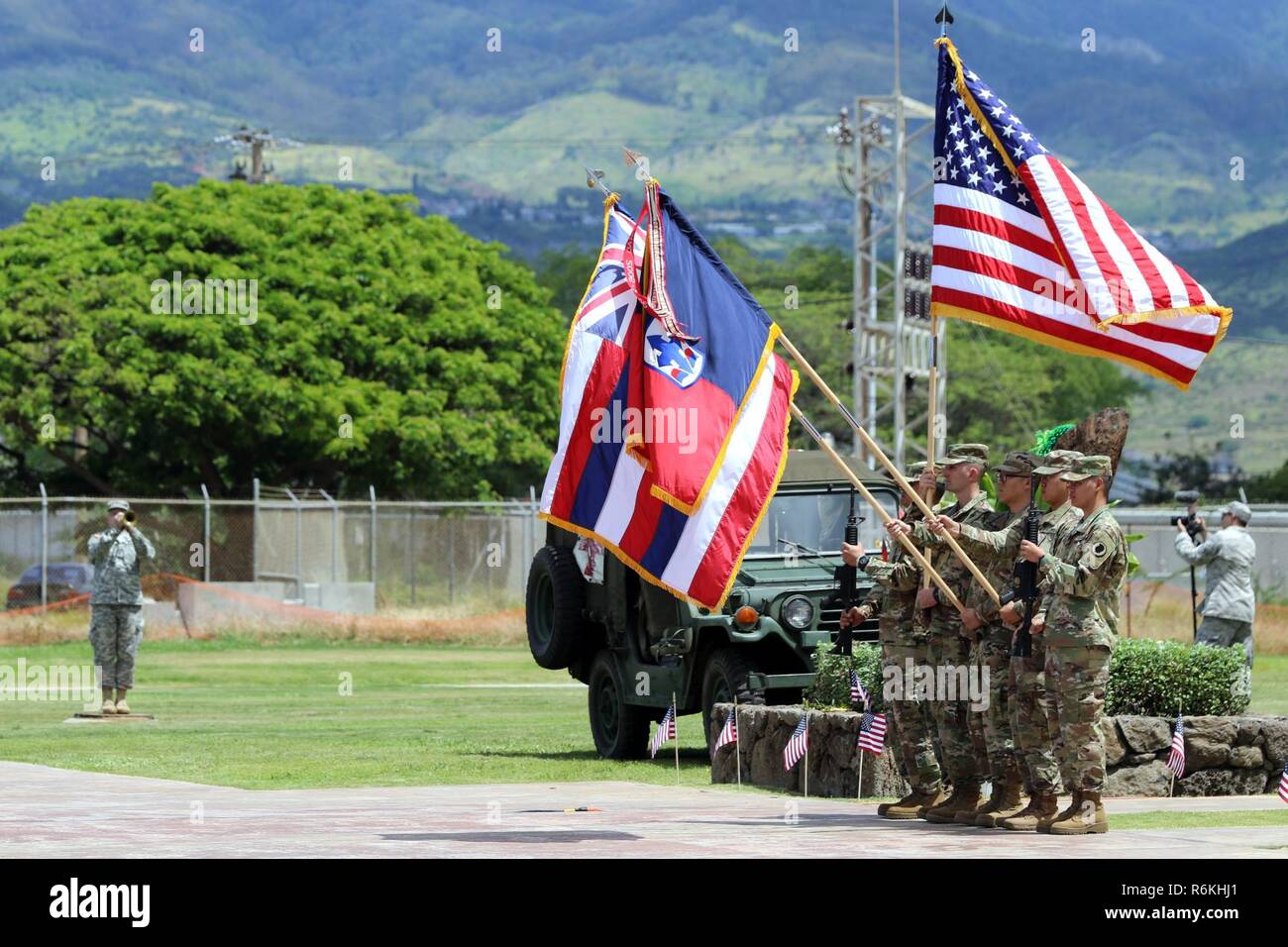 Taps is rendered in honor of the fallen 29 Hawaii National Guard ...