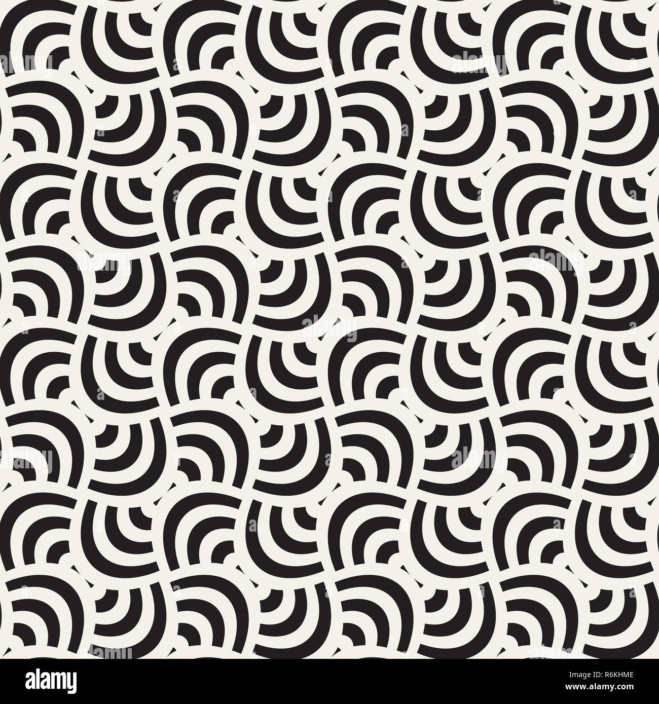 Vector geometric seamless pattern with curved shapes grid. Abstract ...