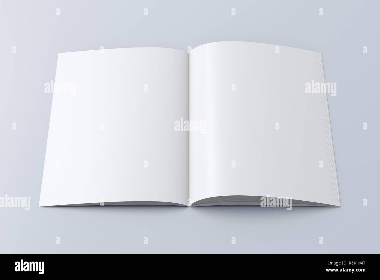 Open blank booklet on white background with clipping path around ...