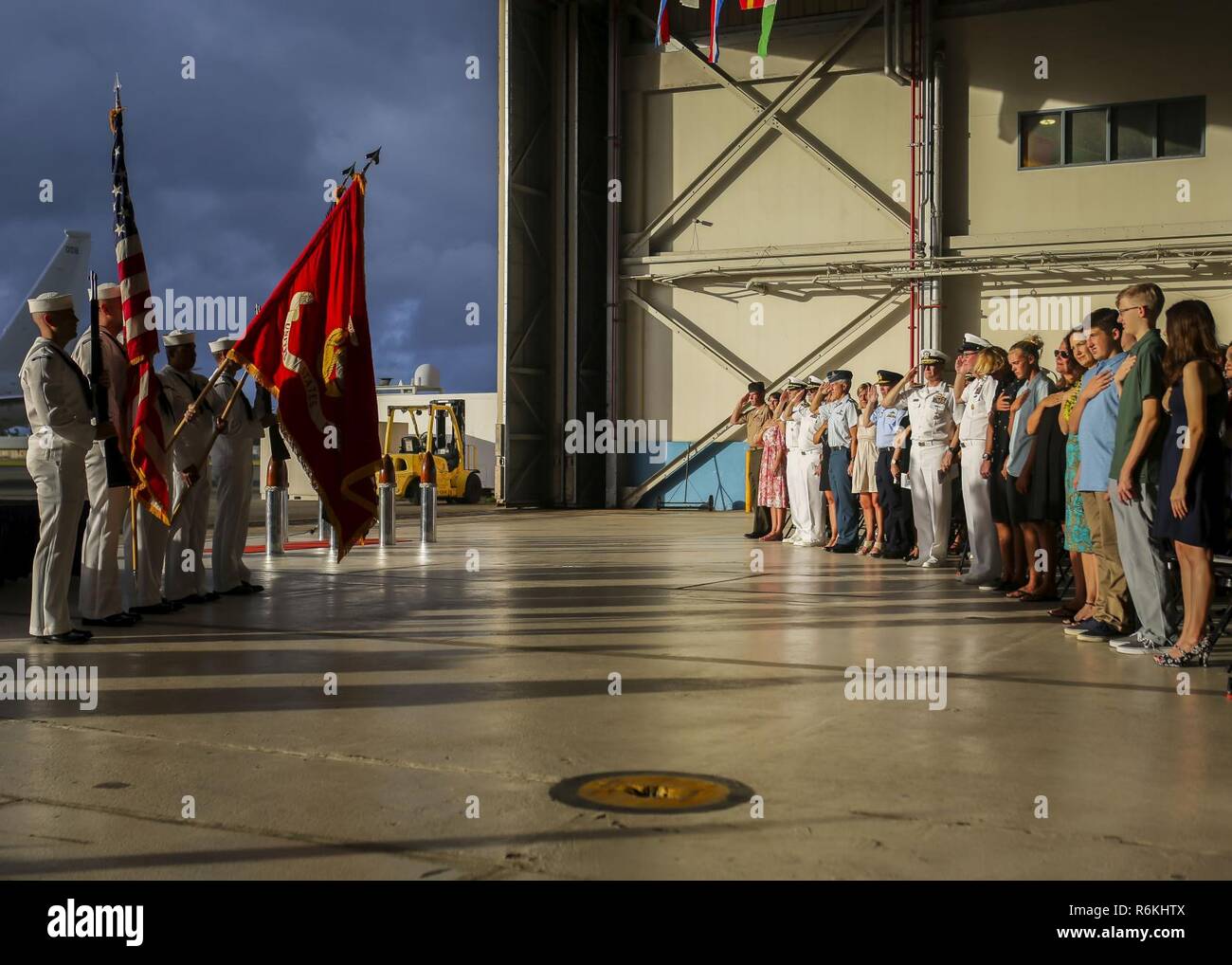 Color guard from Joint Base Pearl Harbor-Hickam present the colors ...
