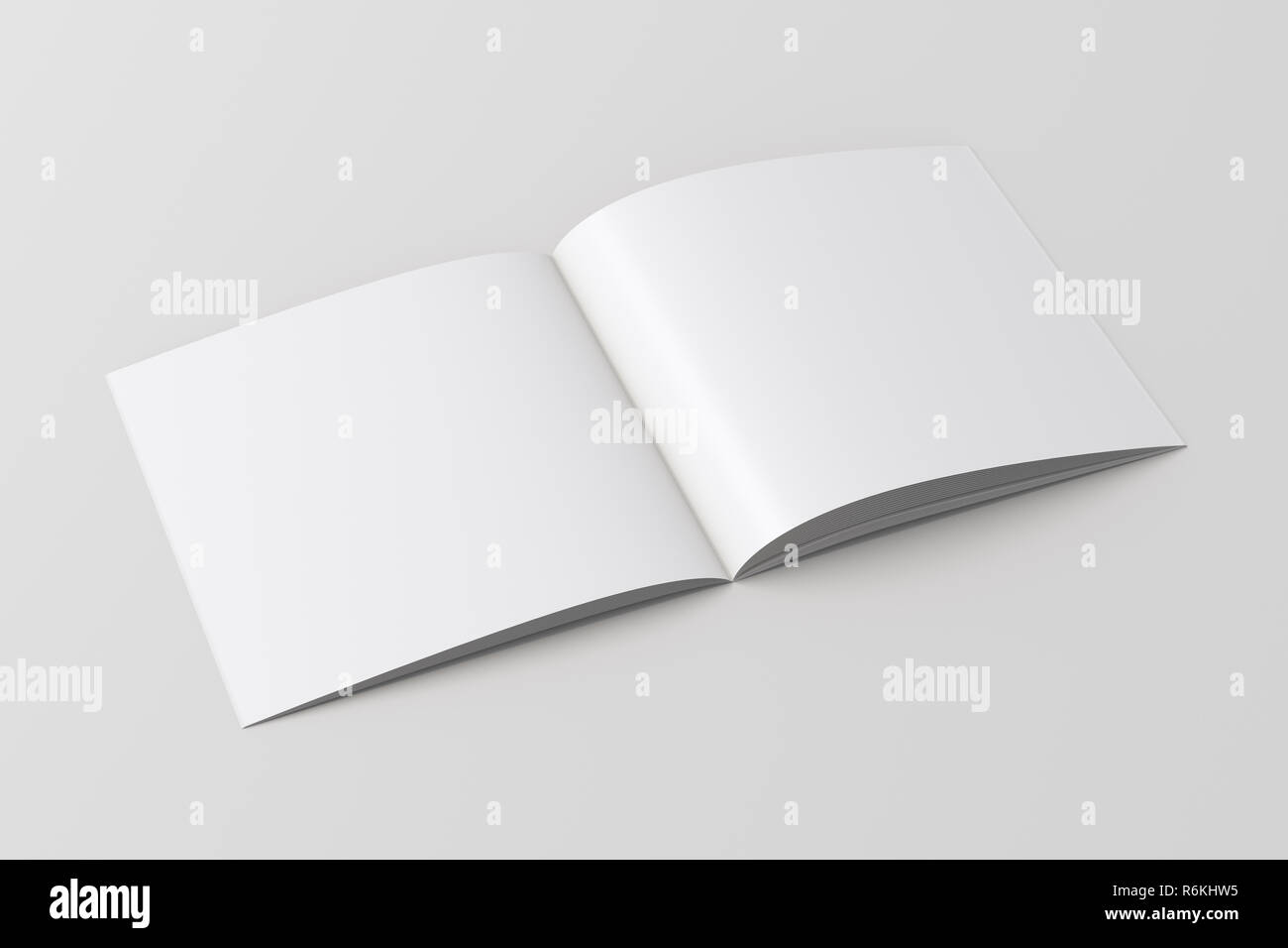 Open blank square booklet on white background with clipping path around ...