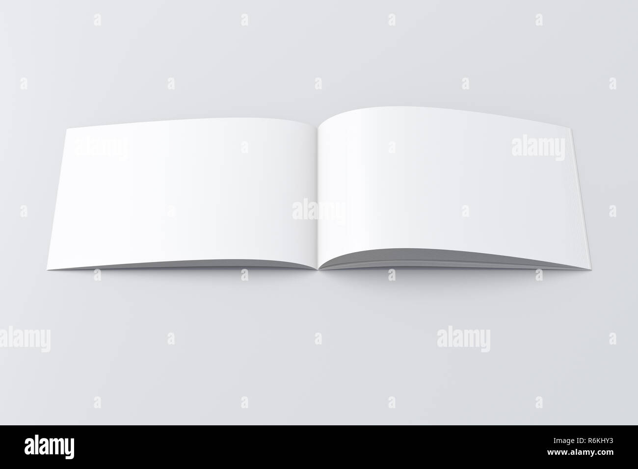 Open blank horizontal booklet on white background with clipping path ...