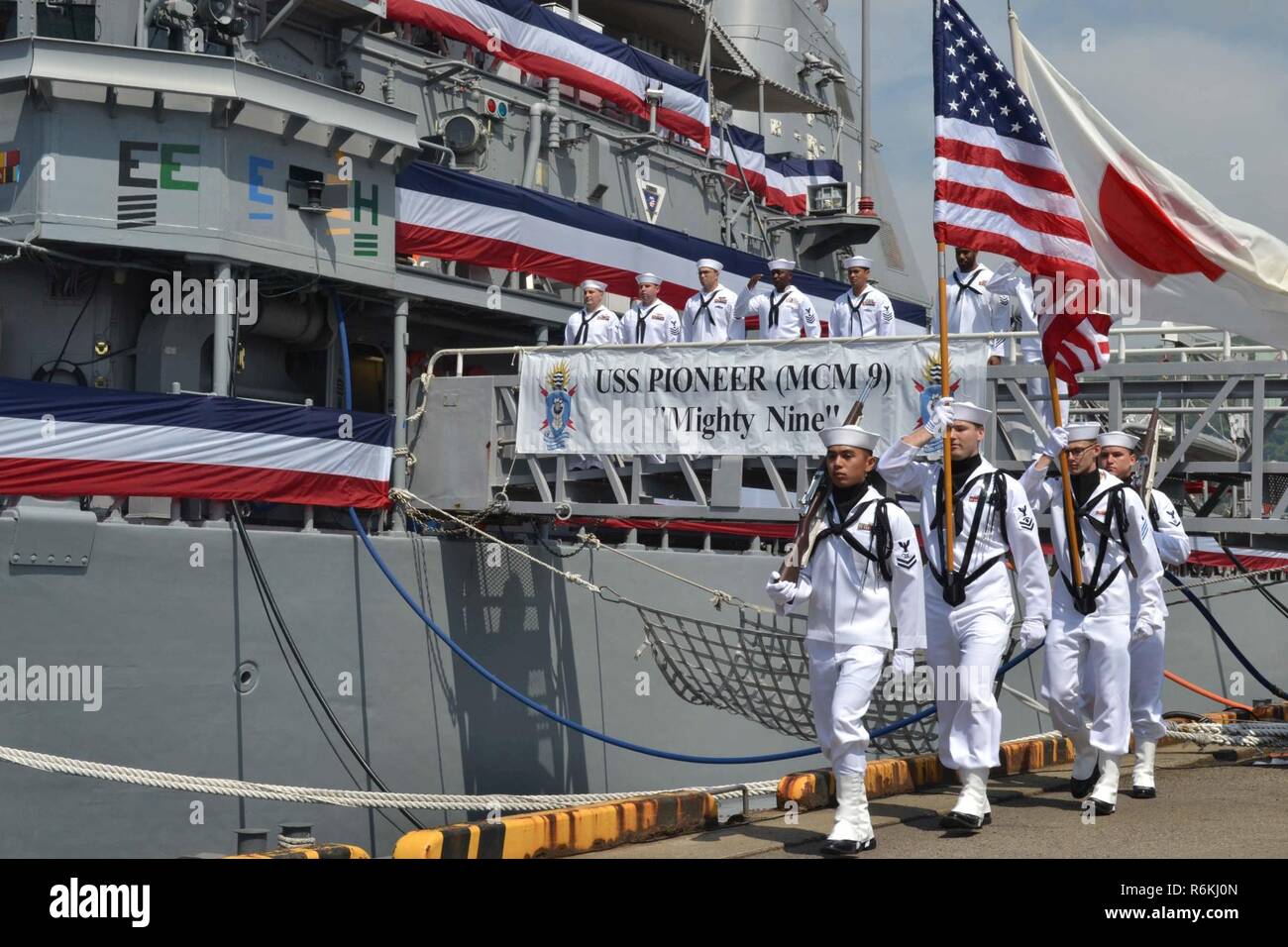 SASEBO, Japan (May 25, 2017) The color guard present the colors during ...