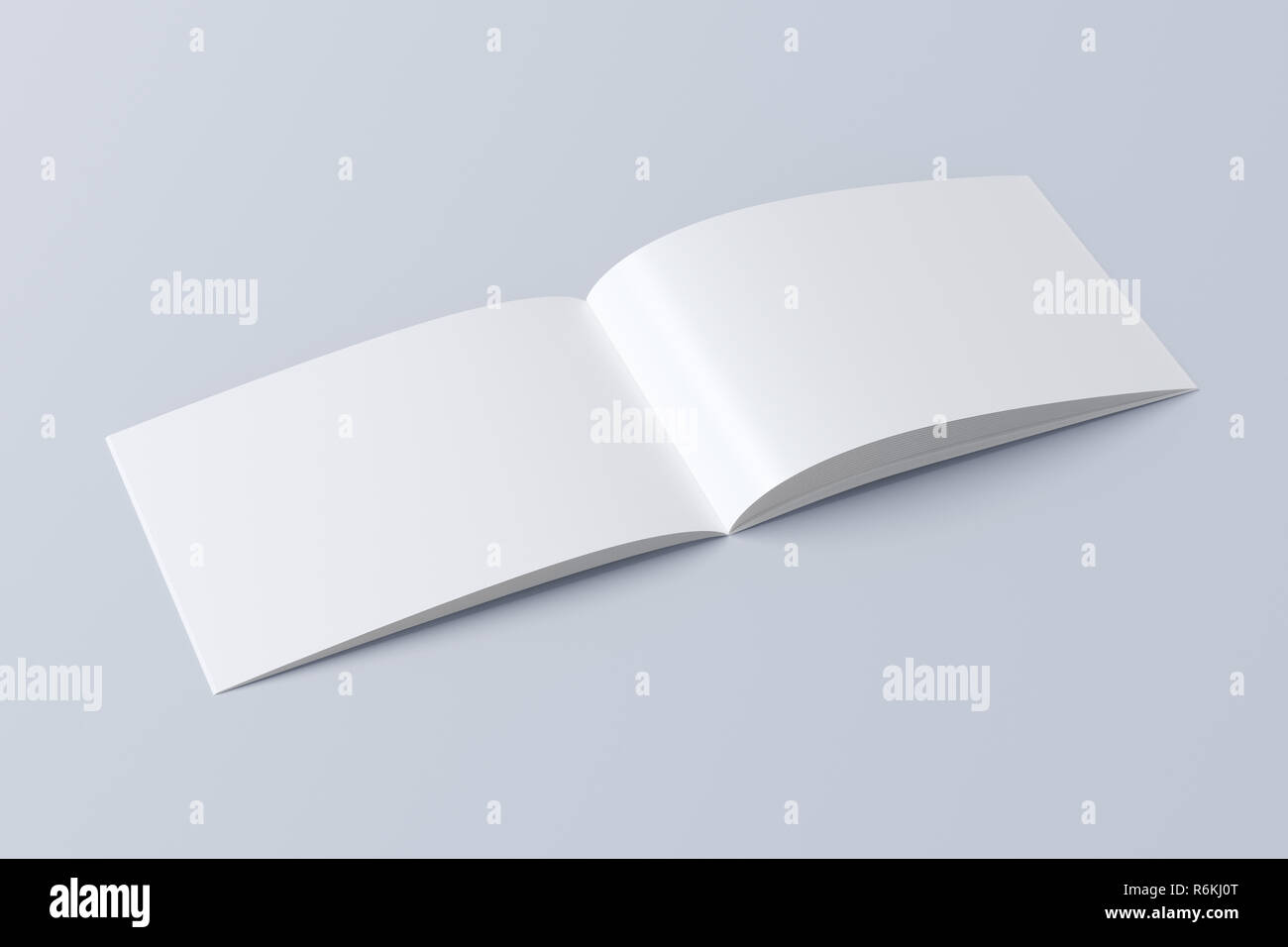 Open blank horizontal booklet on white background with clipping path ...