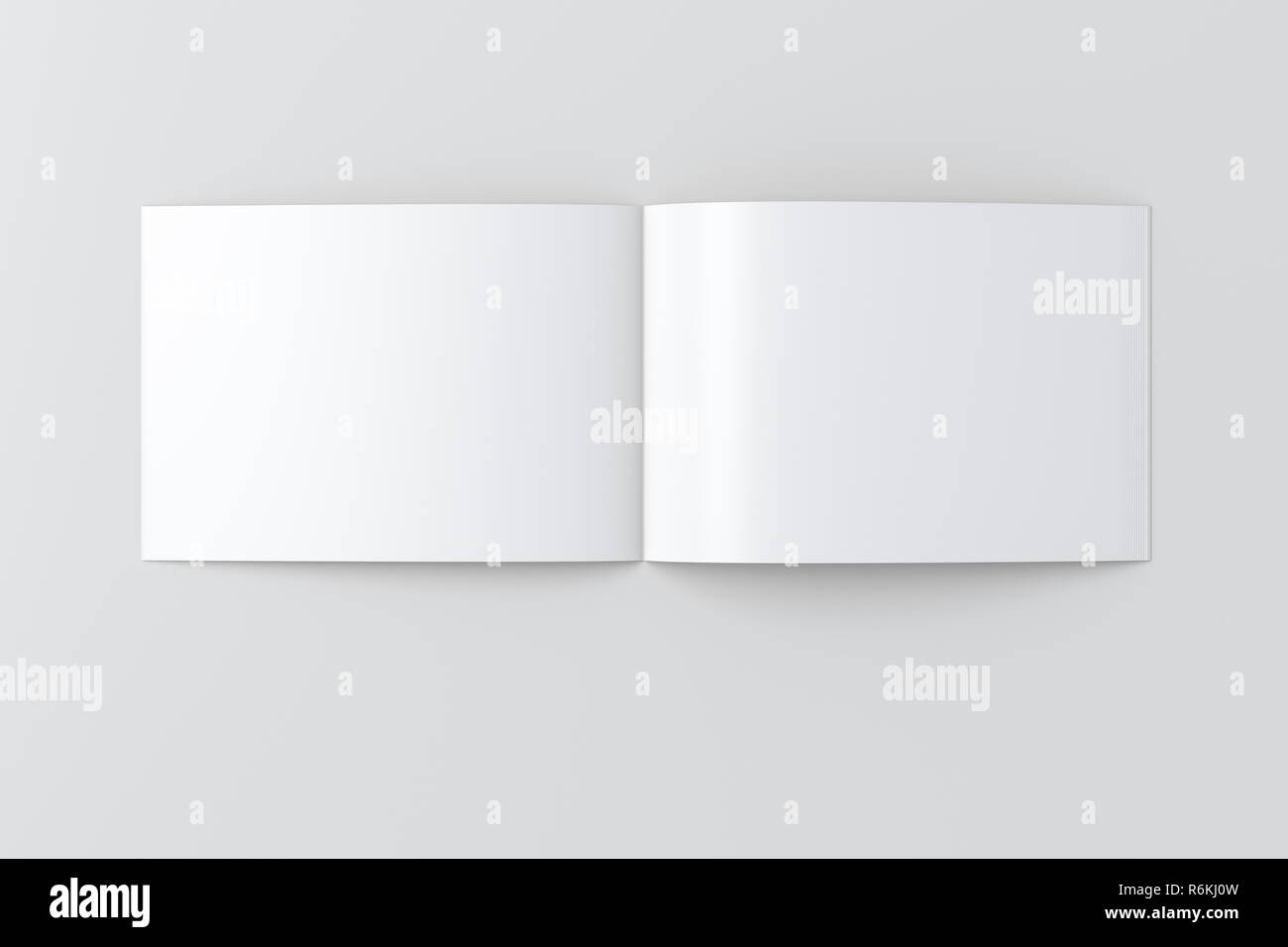 Open blank horizontal booklet on white background with clipping path ...