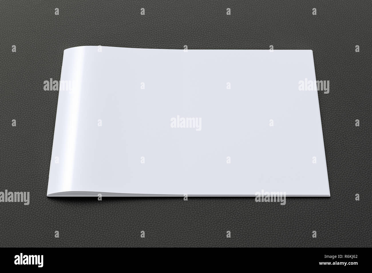 Blank horizontal booklet cover on black background with clipping path ...