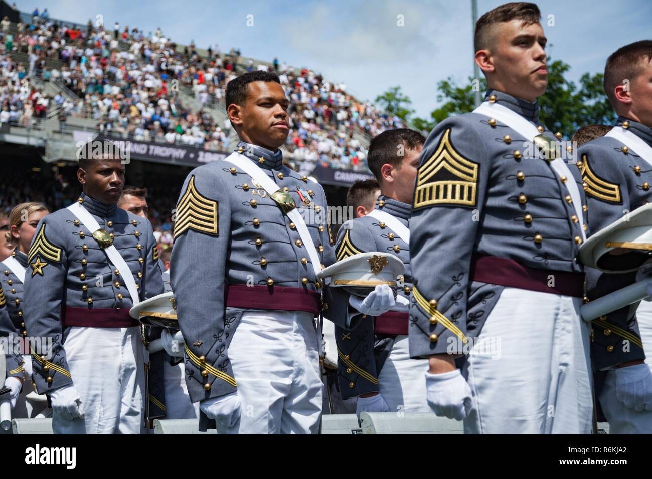 U.S. Military Academy cadets celebrate the completion their graduation ...