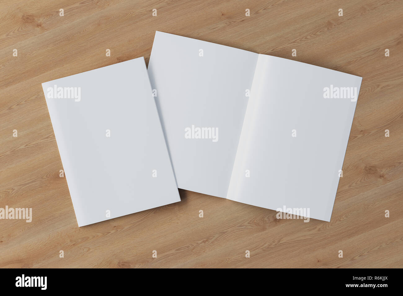Blank booklet on wooden background with clipping path around booklets ...