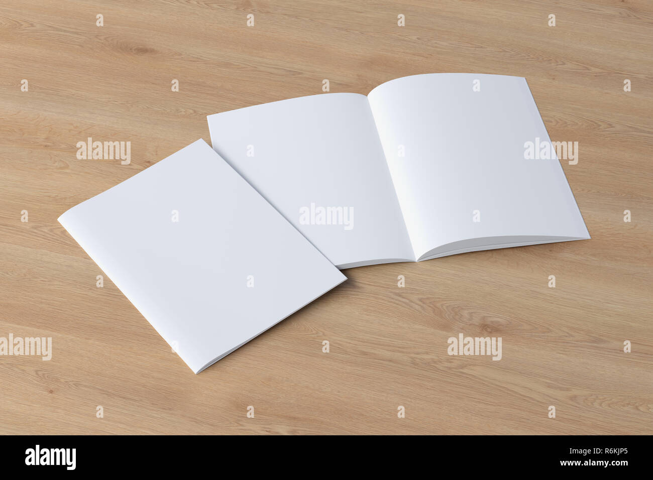 Blank booklet on wooden background with clipping path around booklets ...