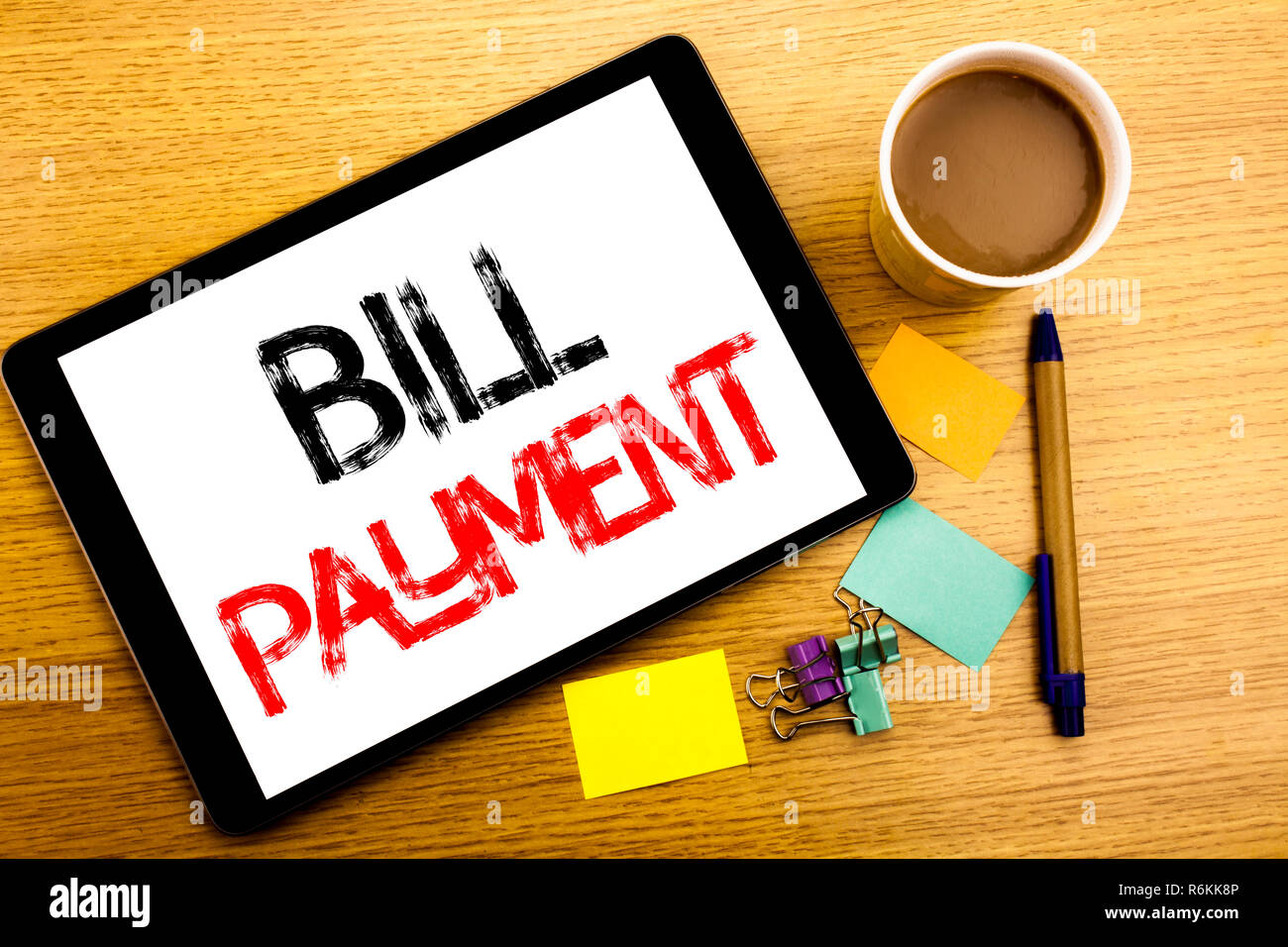 Handwritten text caption showing Bill Payment. Business concept writing ...