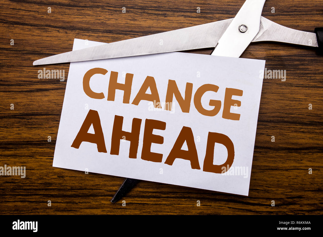 Hand writing text caption inspiration showing Change Ahead Red Word ...