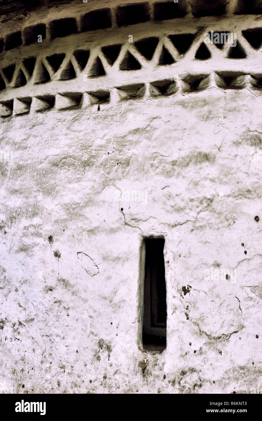 wall texture and a narrow window of medieval church, Pskov. Russ Stock ...