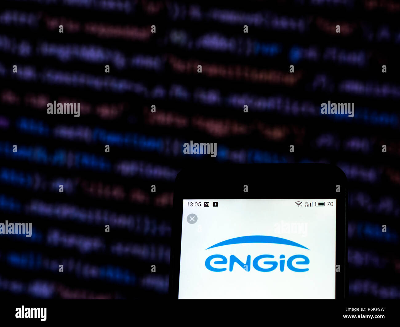 ENGIE Natural gas distribution company logo seen displayed on smart ...