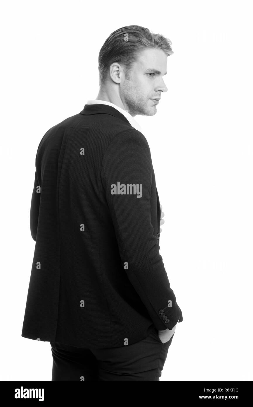 Successful businessman back view isolated Black and White Stock Photos ...