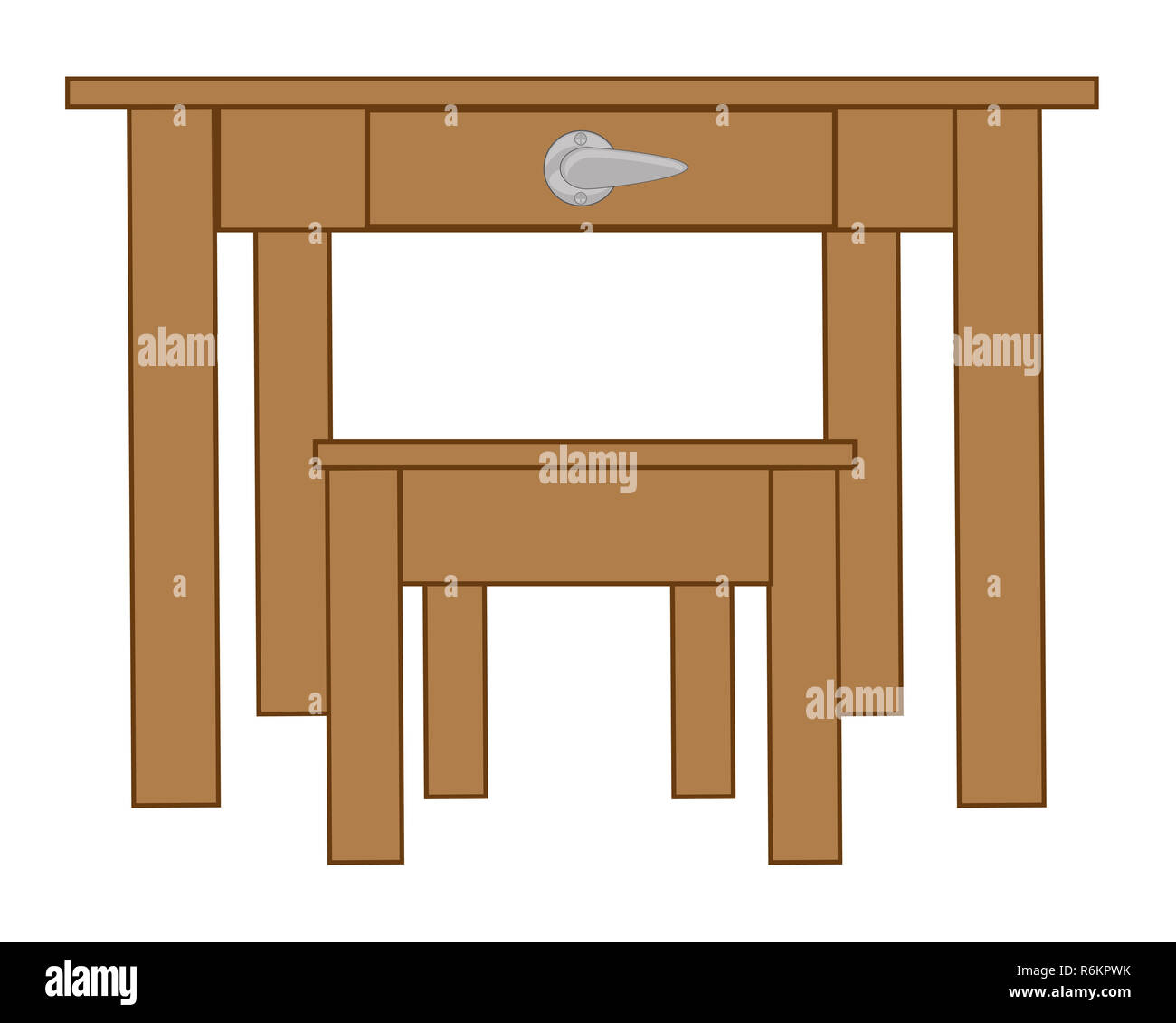 Wooden table and stool Stock Photo - Alamy