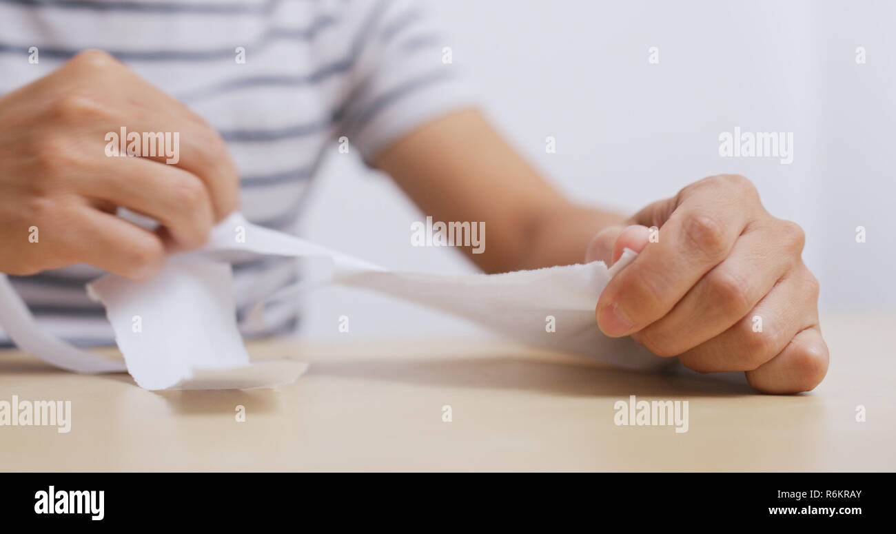 Man tearing the letter at home Stock Photo - Alamy