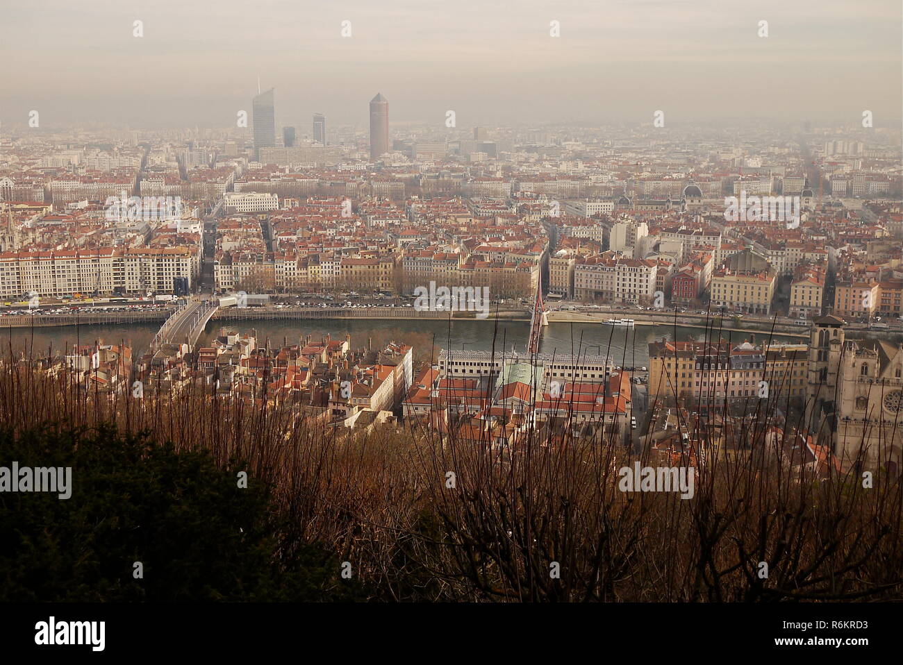 Heavy wave of atmospherical pollution hits Lyon, France Stock Photo - Alamy