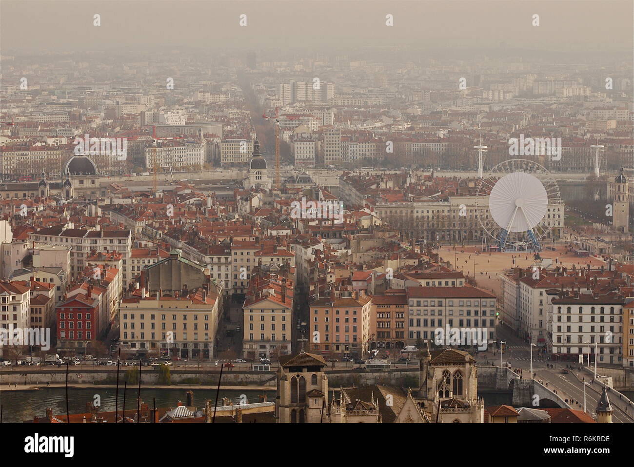 Heavy wave of atmospherical pollution hits Lyon, France Stock Photo - Alamy