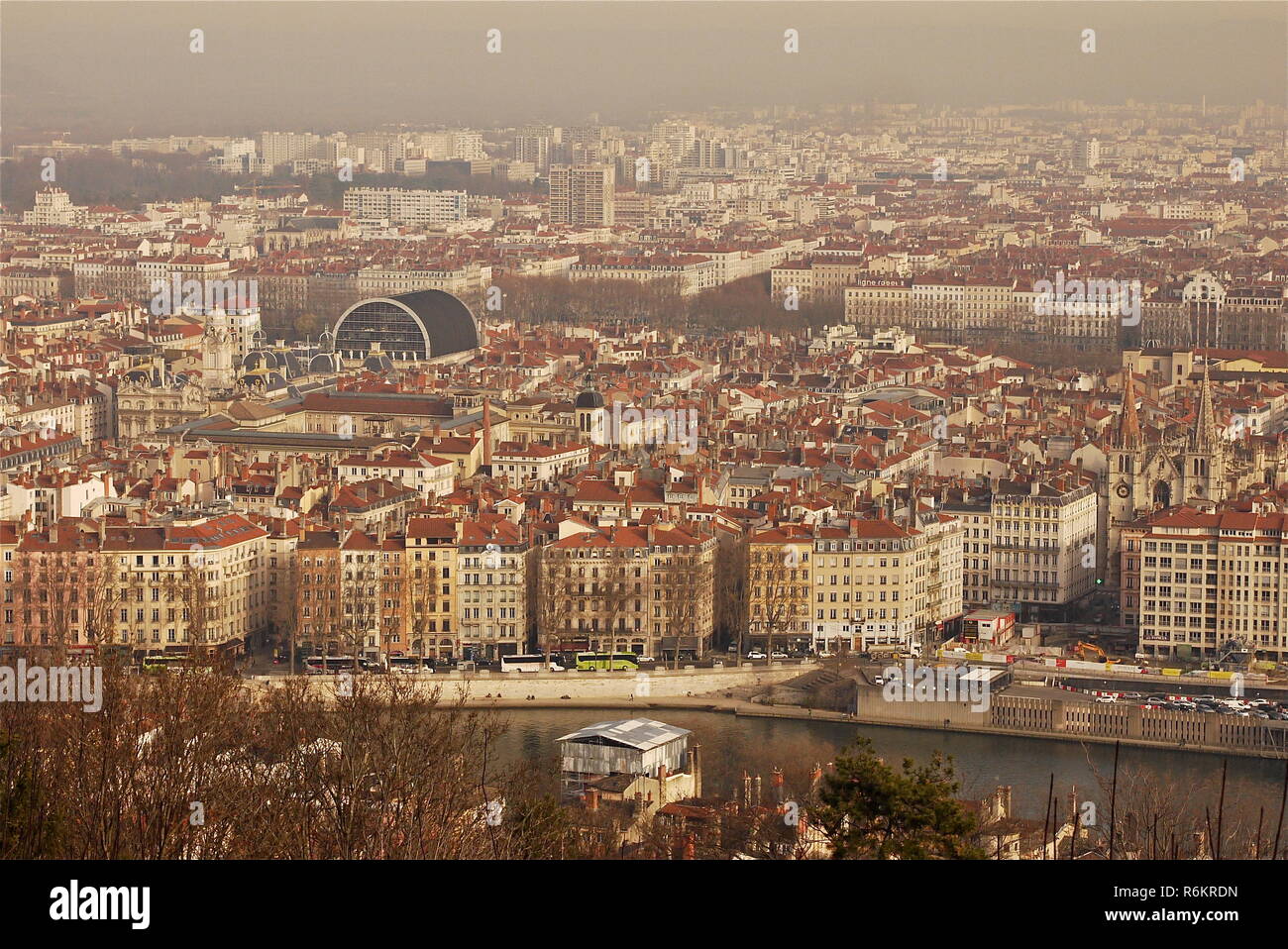 Heavy wave of atmospherical pollution hits Lyon, France Stock Photo - Alamy