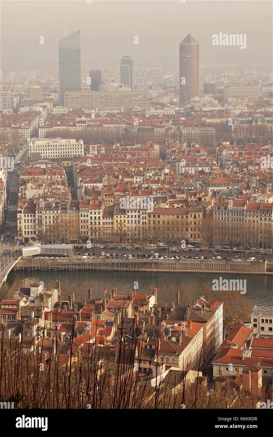 Heavy wave of atmospherical pollution hits Lyon, France Stock Photo - Alamy