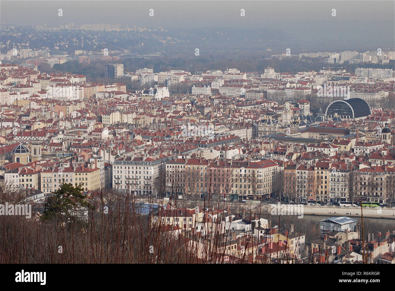 Heavy wave of atmospherical pollution hits Lyon, France Stock Photo - Alamy