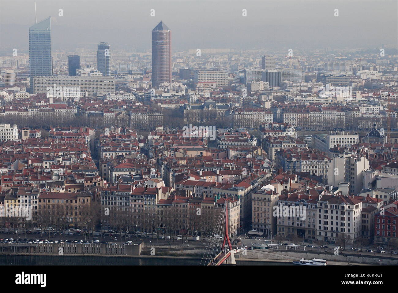 Heavy wave of atmospherical pollution hits Lyon, France Stock Photo - Alamy