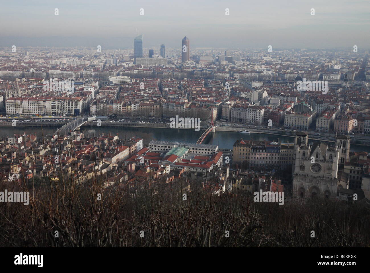 Heavy wave of atmospherical pollution hits Lyon, France Stock Photo - Alamy