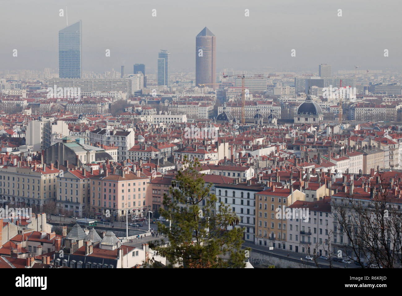 Heavy wave of atmospherical pollution hits Lyon, France Stock Photo - Alamy