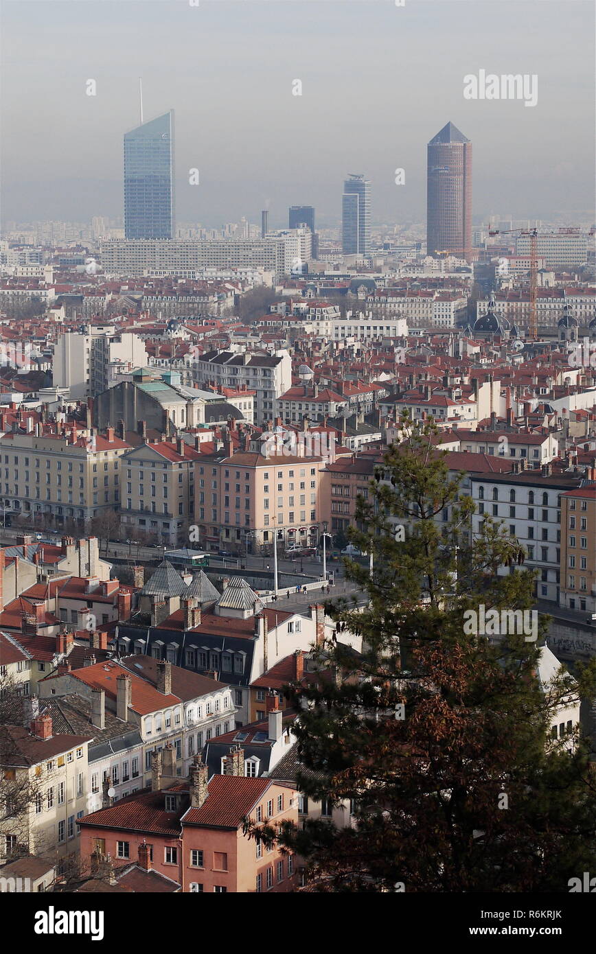 Heavy wave of atmospherical pollution hits Lyon, France Stock Photo - Alamy