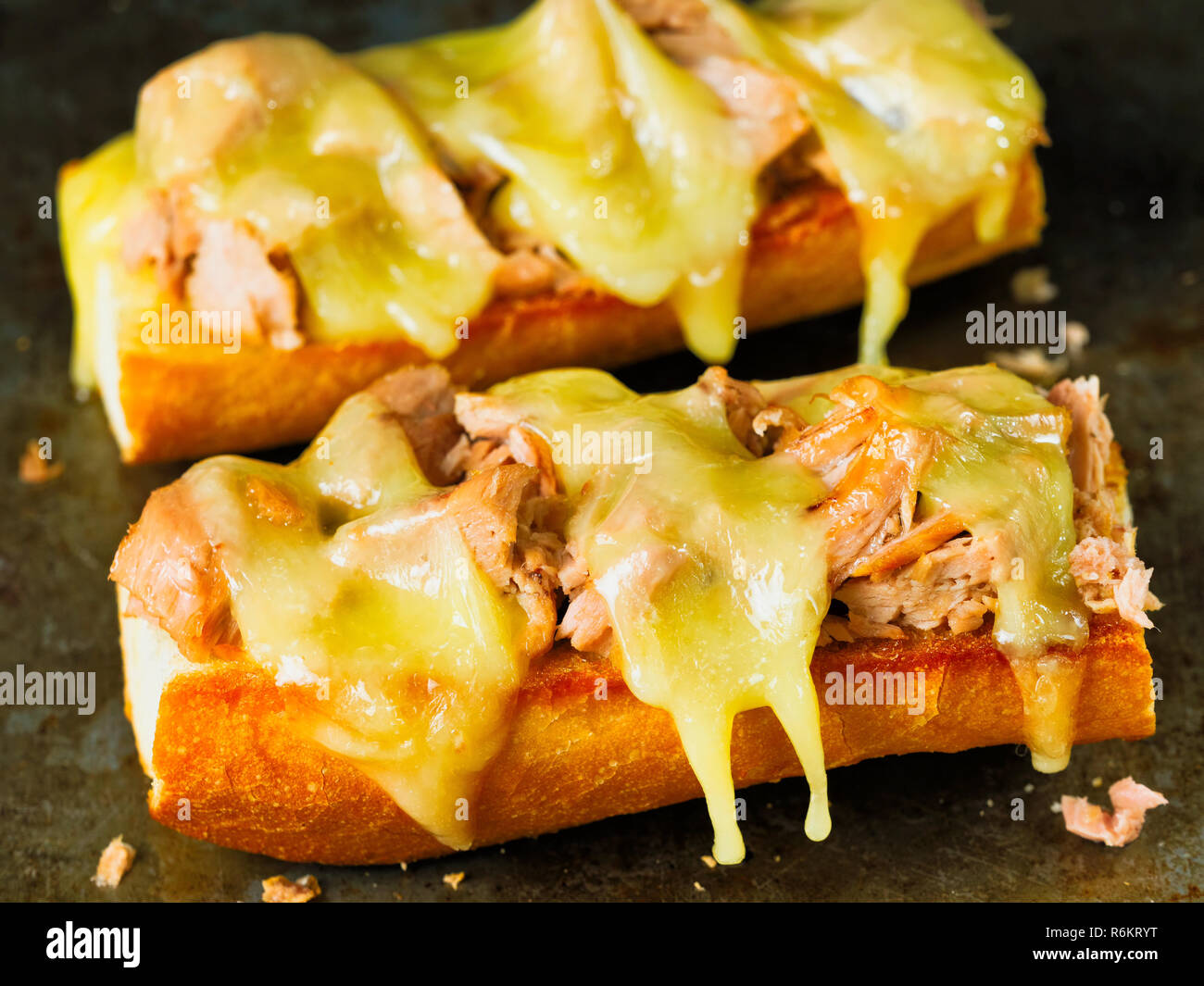 rustic american tuna melt sandwich Stock Photo - Alamy