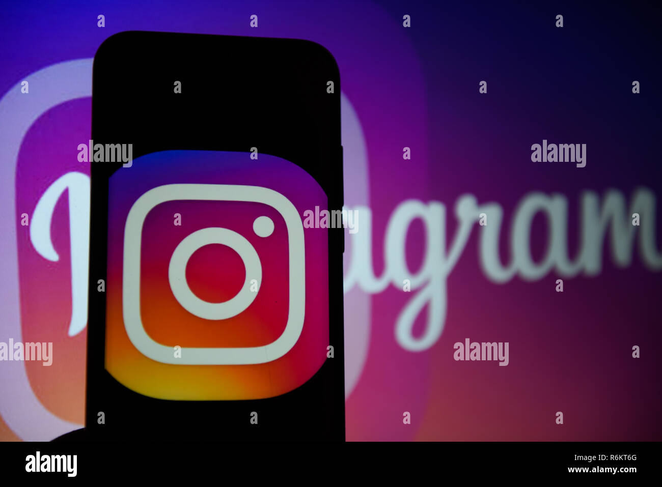 Instagram logo is seen on an android mobile phone Stock Photo - Alamy