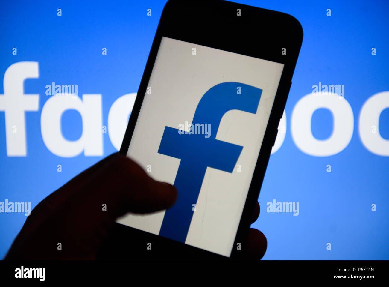 Facebook logo is seen on an android mobile phone Stock Photo - Alamy
