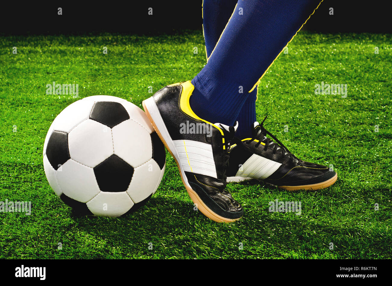 soccer player feet with ball closeup Stock Photo - Alamy