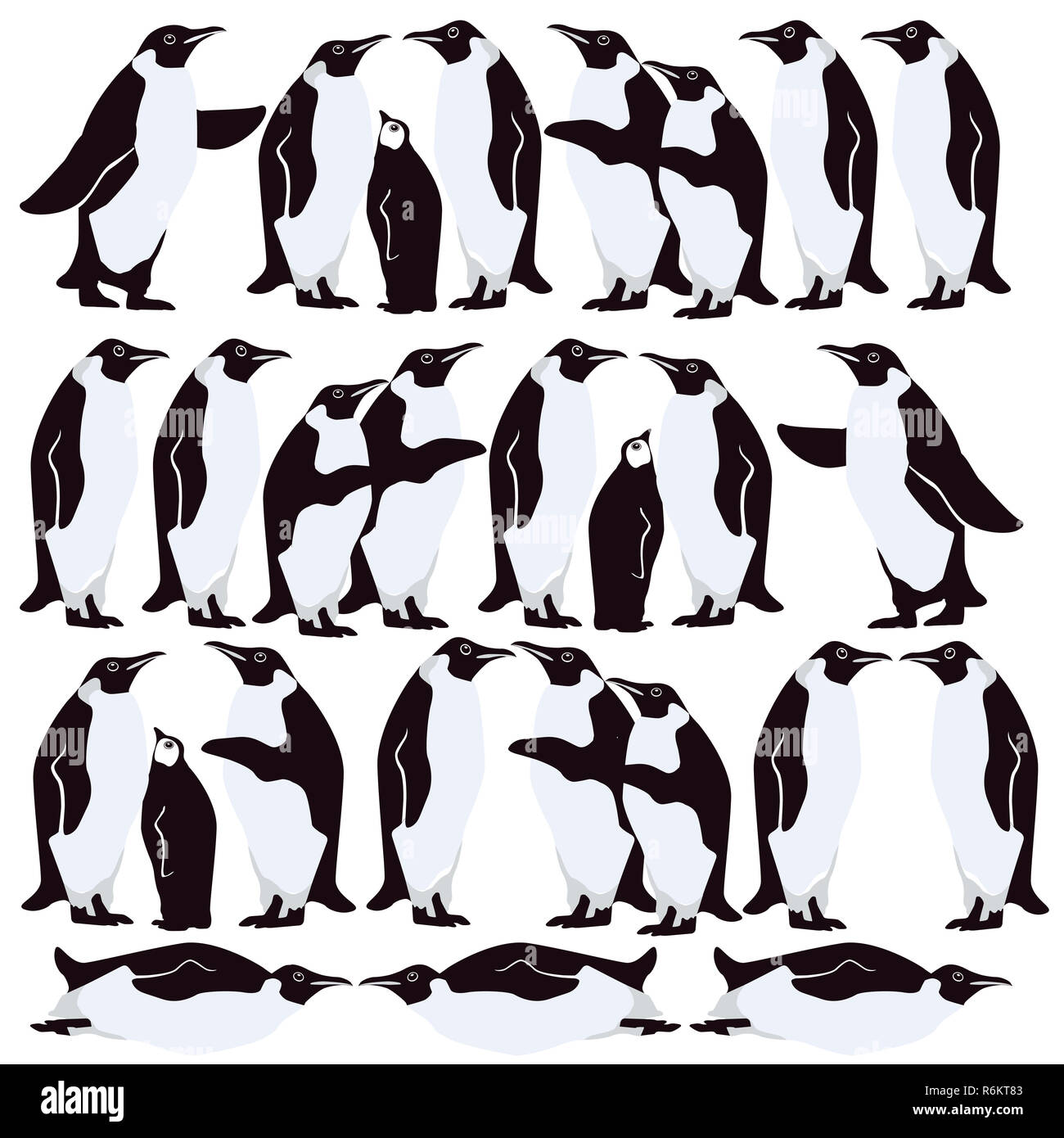 penguin group isolated,illustration Stock Photo - Alamy