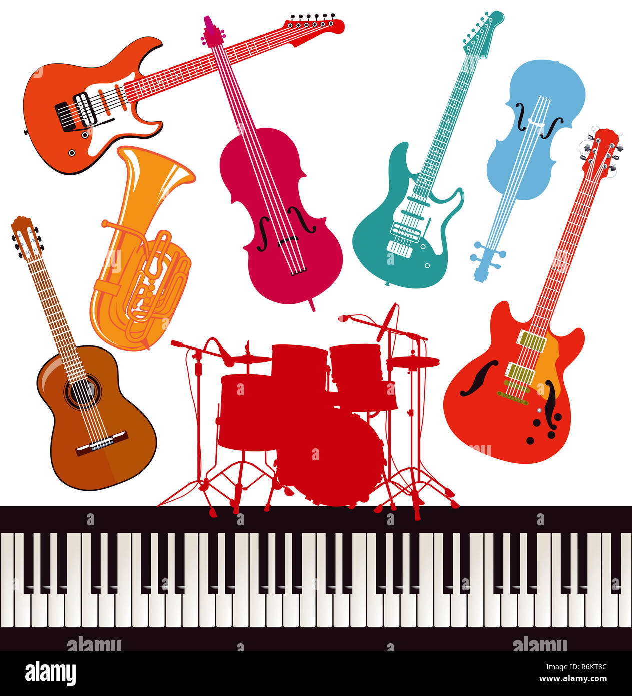 colorful musical instruments illustration Stock Photo - Alamy