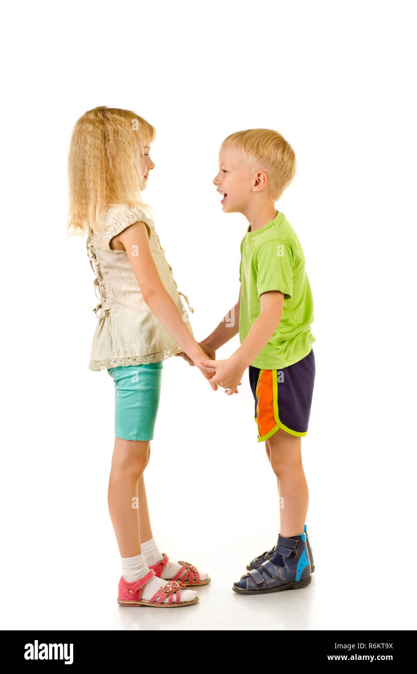 boy and girl isolated on a white background Stock Photo - Alamy