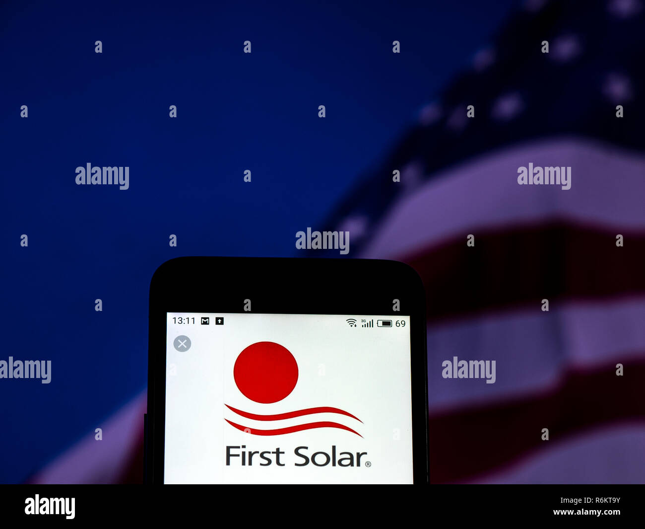 First Solar Semiconductor manufacturing company logo seen displayed on ...