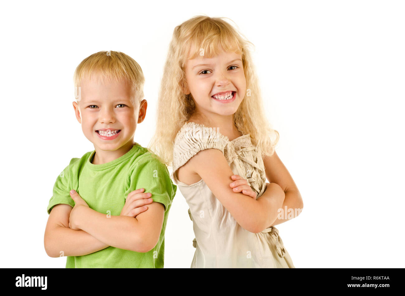 boy and girl isolated on a white background Stock Photo - Alamy