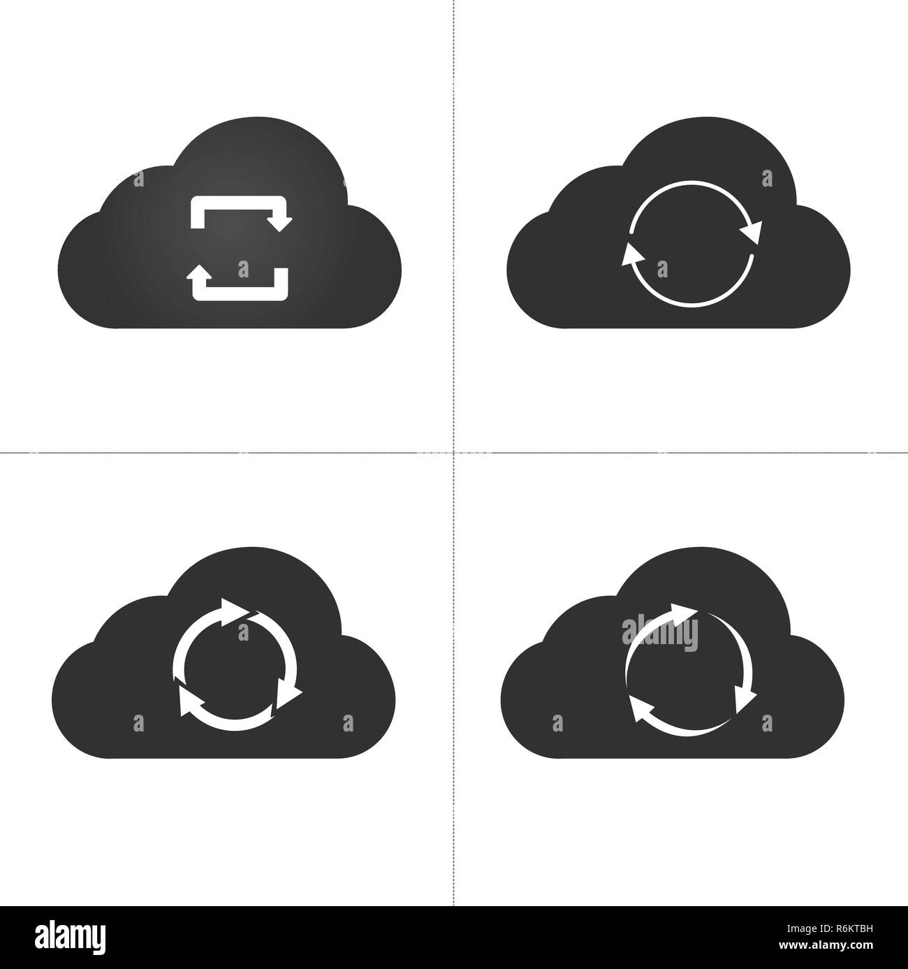 Cloud sync icon set, circle arrows. vector illustration isolated on ...